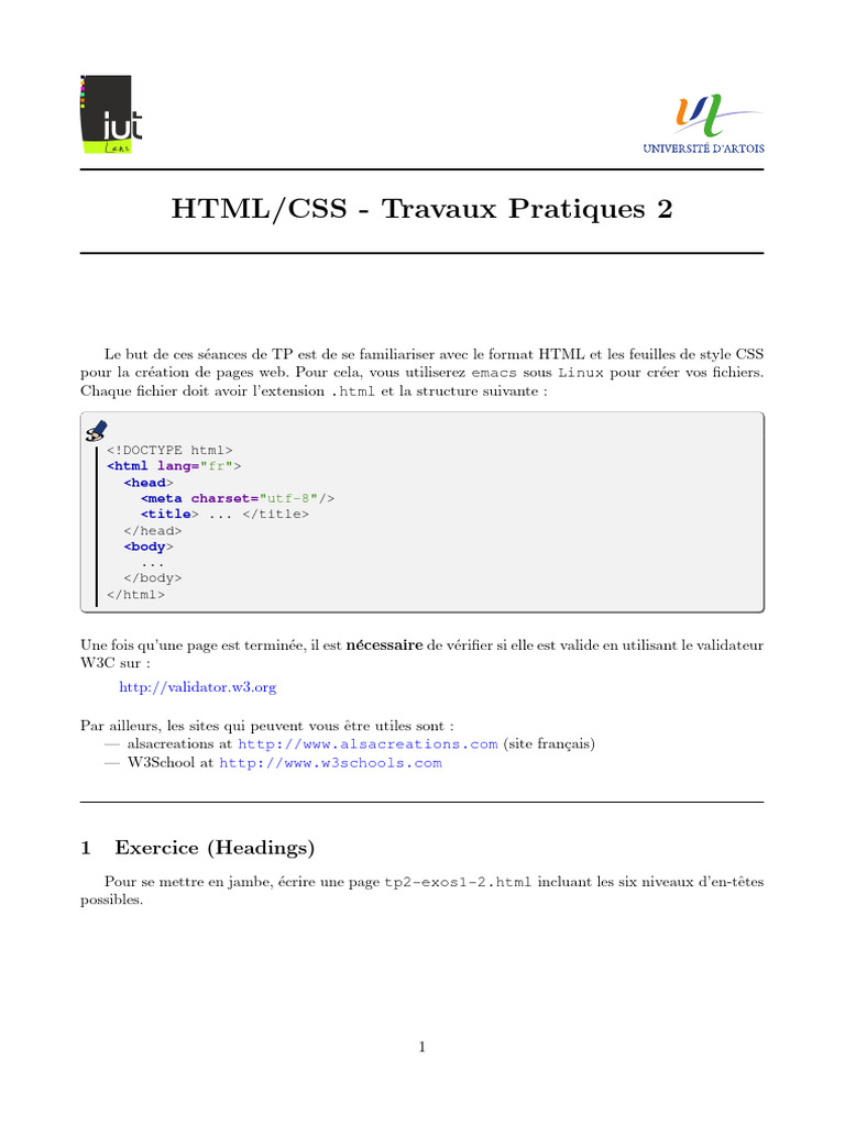 HTML - CSS - Travaux Pratiques 2 | PDF | Html | Internet