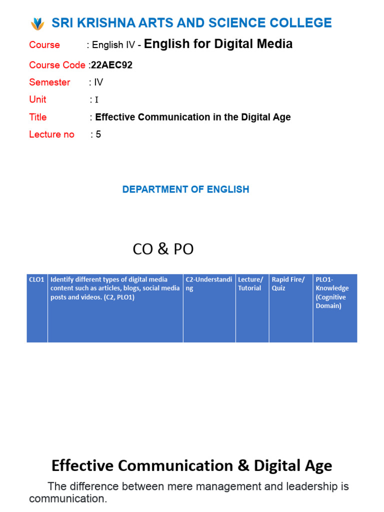 Effective Communication in Digital Media | PDF | Communication | Human ...