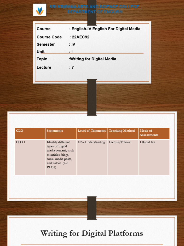 Lecture 4 - Writing For Digital Platforms | PDF | Media (Communication) | Social Media