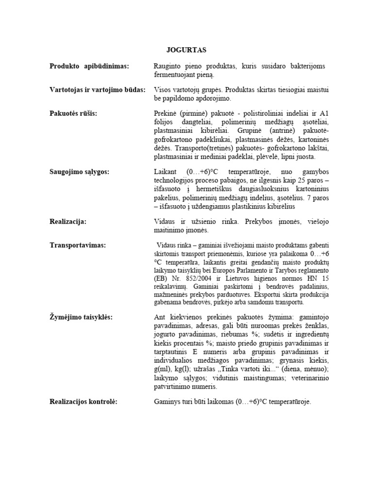 Jogurtas RVASVT | PDF