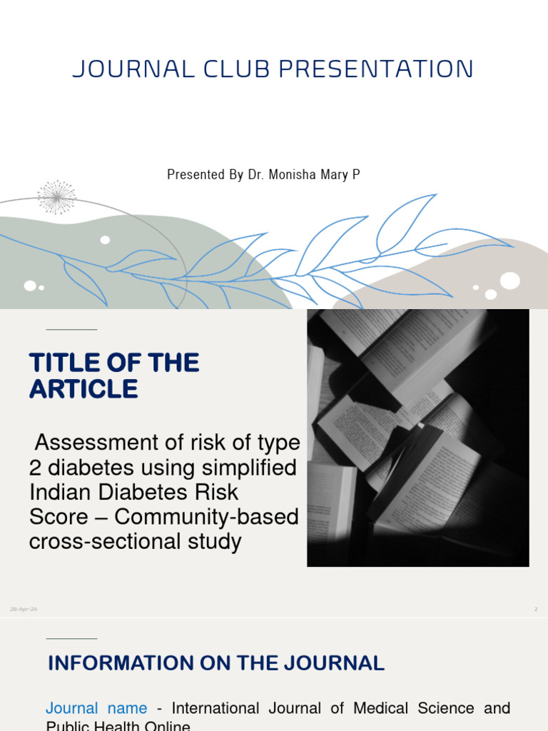 Journal Club Presentation - Cross Sectional Study | PDF | Sampling ...
