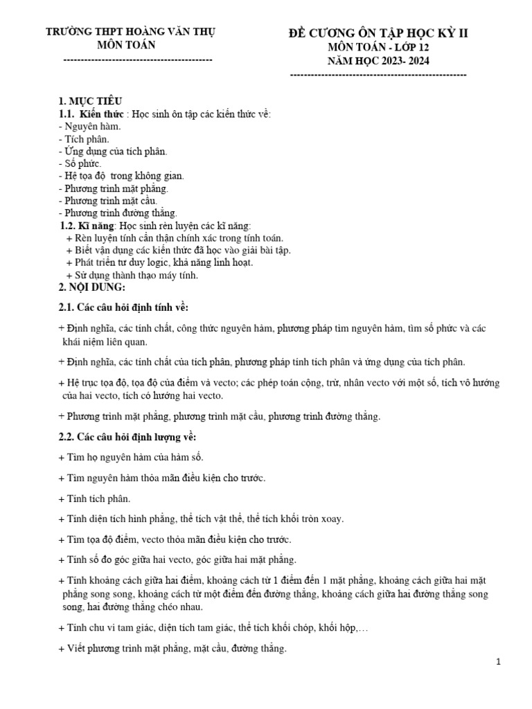 TOAN 12 HK2 NAM HOC 2023-2024 890e1 | PDF