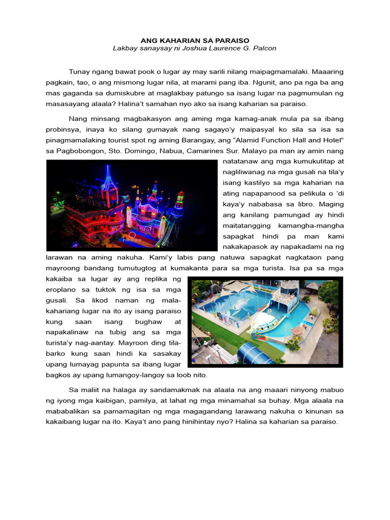 ANG KAHARIAN SA PARAISO Lakbay Sanaysay Ni Joshua Lau | PDF
