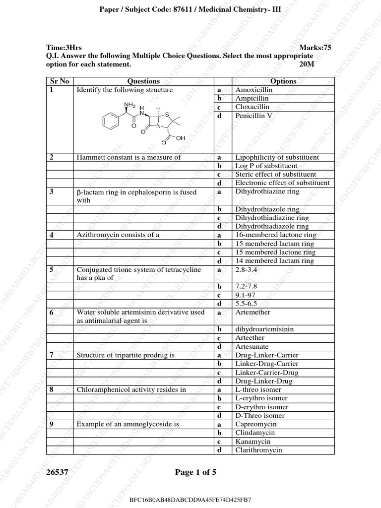 Med Chem III | PDF | Antibiotics | Physical Chemistry