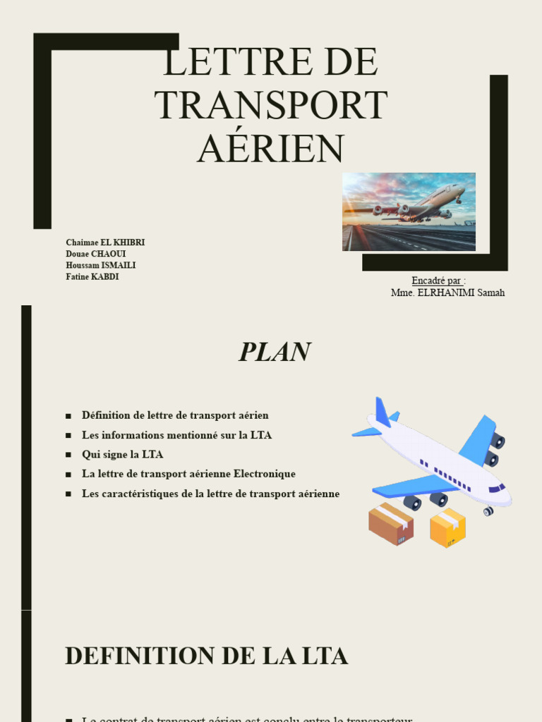 Lettre de Transport Aérien: Encadré Par: Mme. ELRHANIMI Samah | PDF