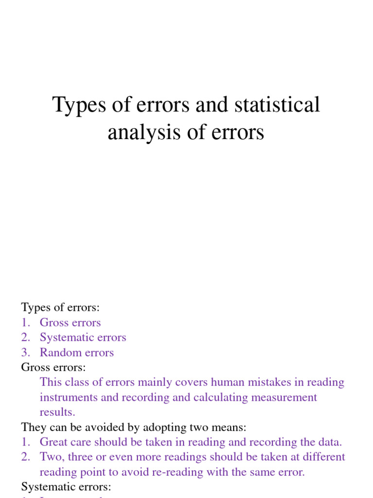 Types of Errors and Statistical Analysis of Errors | Download Free PDF | Observational Error | Mean