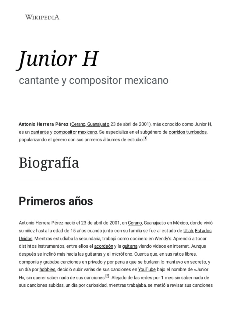 Junior H - Wikipedia, La Enciclopedia Libre | PDF