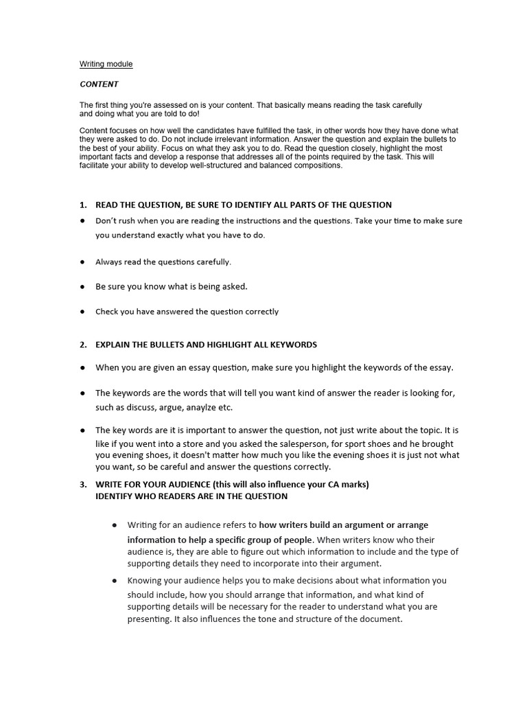 WRITING MODULE | PDF | Essays | Question
