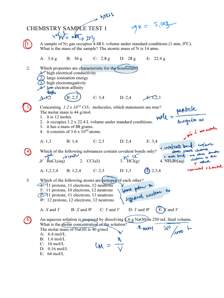 Debrecen-University-study Hungary Chemistry Sample Test 1 | PDF | Mole ...