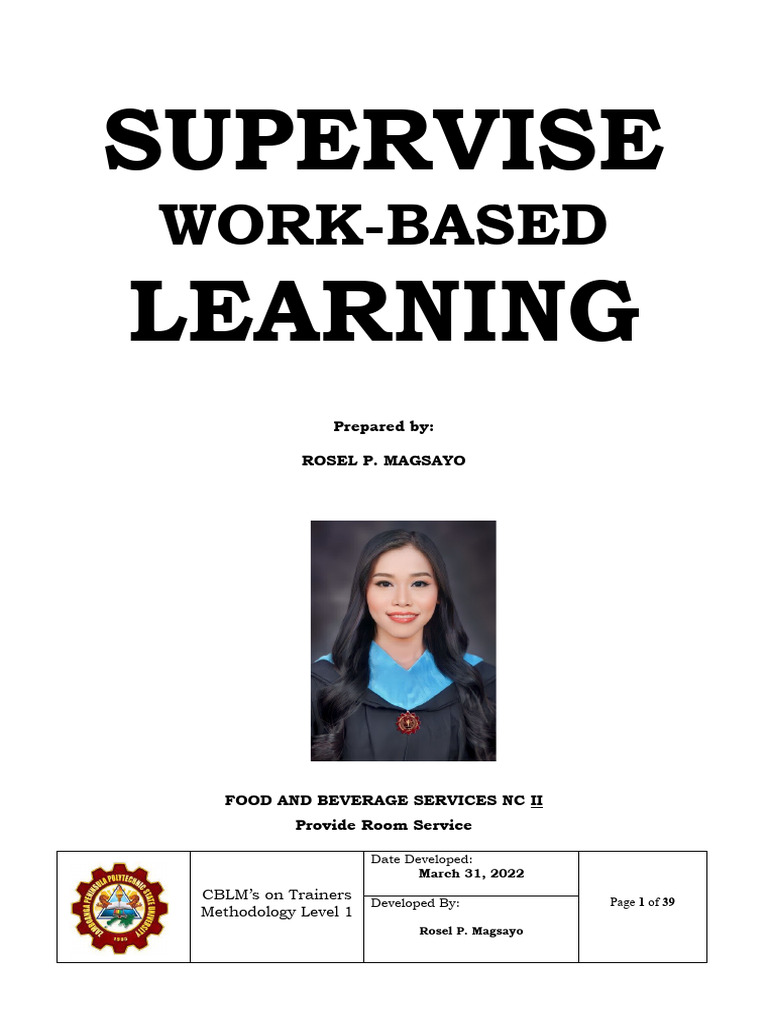 Supervise Work Based Training Guide | PDF | Restaurants | Foodservice