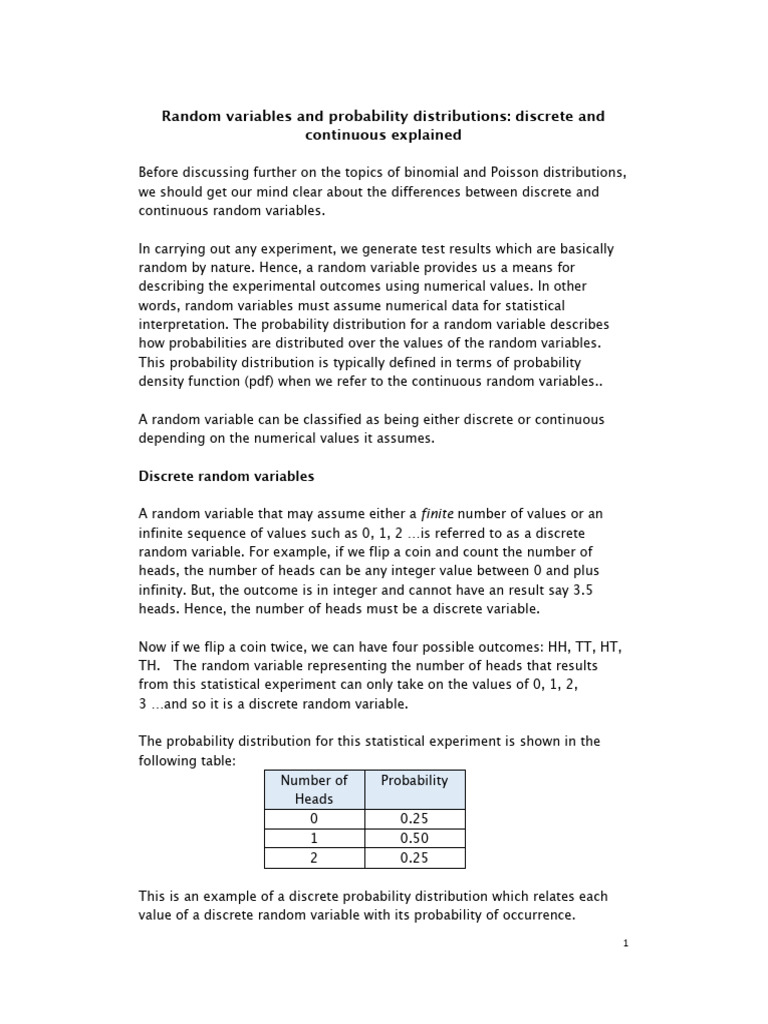 Random Variables Discrete and Continuous Explained | PDF | Probability Distribution | Random ...