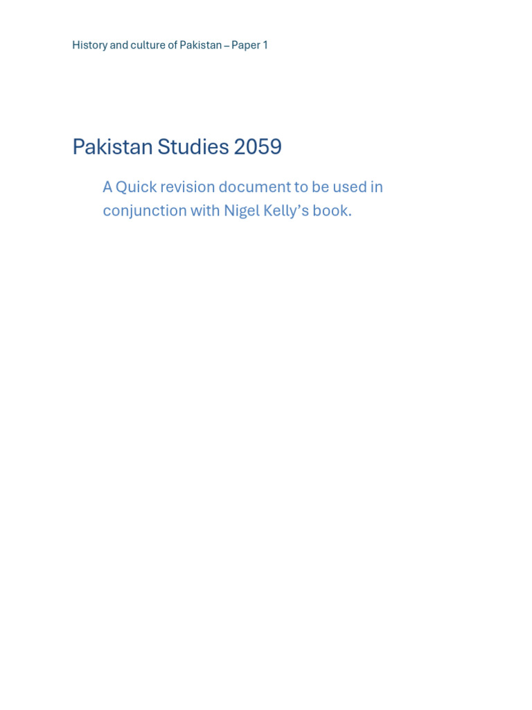 History and Culture of Pakistan Paper 1 | Download Free PDF | Muhammad ...