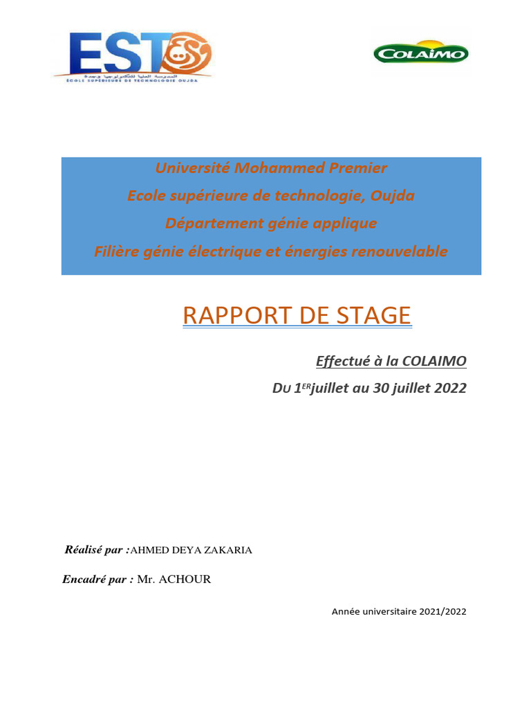 Rapport de stage à la COLAIMO Oujda | PDF | Yaourt | Chaudière
