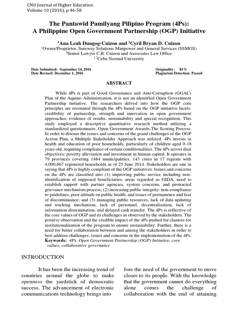 The Pantawid Pamilyang Pilipino Program 4ps A Philippines Open ...