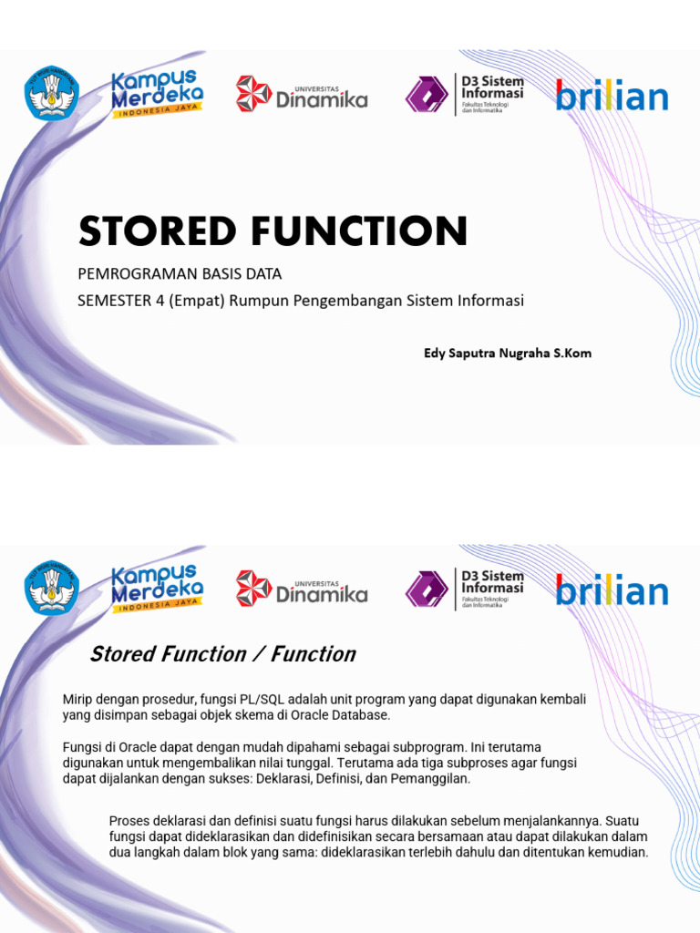 Fungsi Tersimpan dalam PL/SQL | PDF