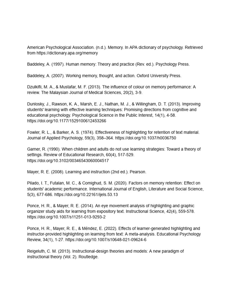 References | PDF | Psychology | Memory