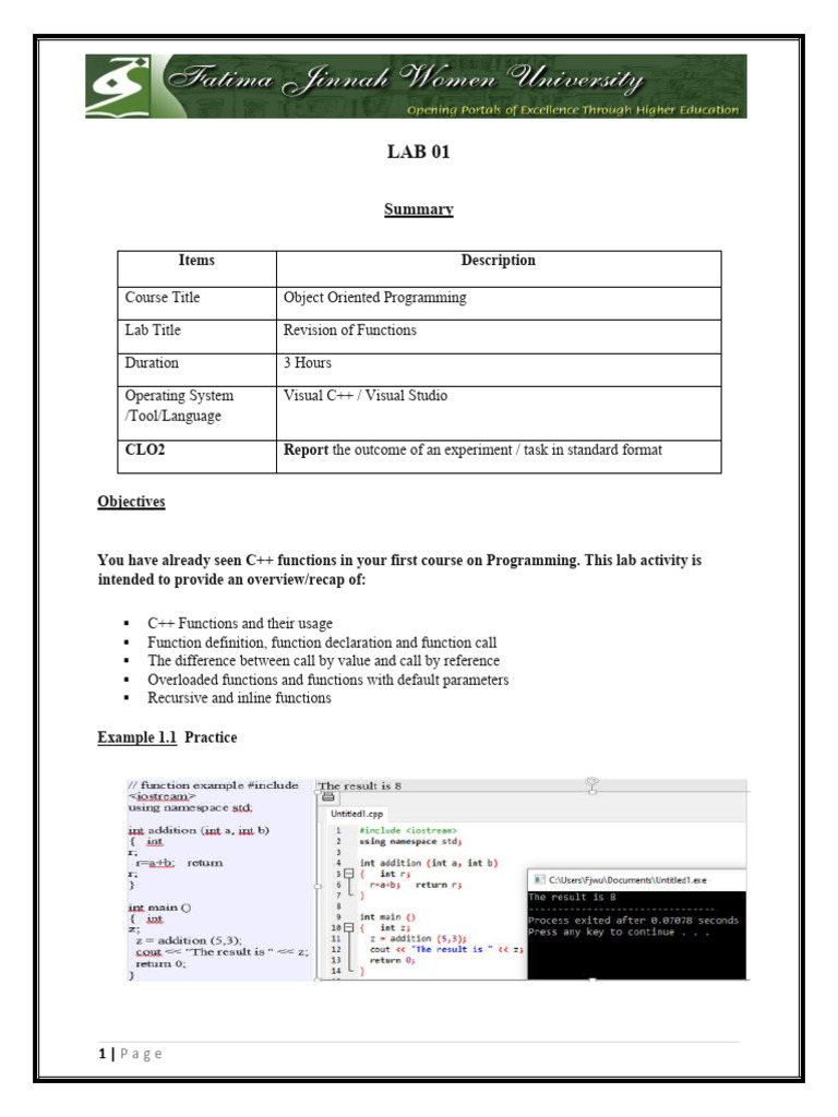 Oop Lab 1 | Download Free PDF | C++ | Computer Programming Oop Lab 1 | Download Free PDF | C++ | Computer Programming