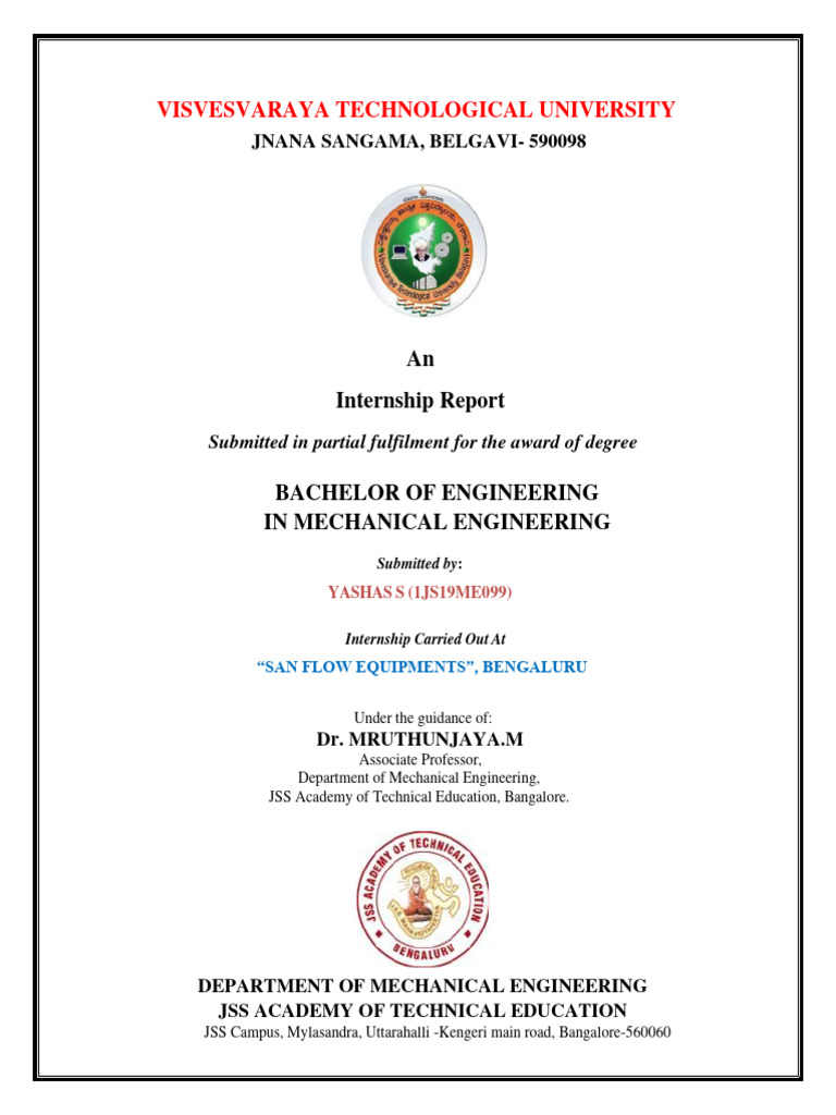 Internship Report: Mechanical Engineering at San Flow Equipments | PDF ...