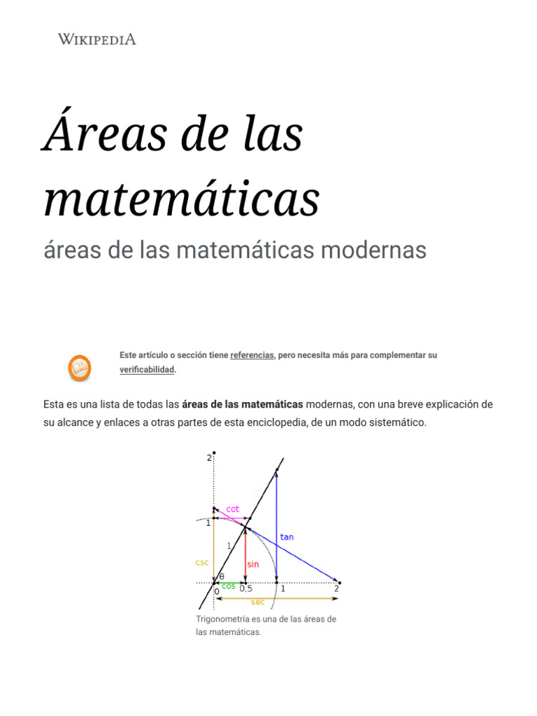Áreas de Las Matemáticas - Wikipedia, La Enciclopedia Libre | PDF | Geometría | Topología algebraica