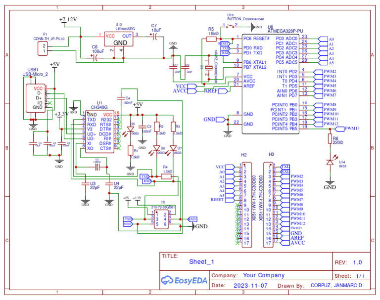 CH340G Microcontroller Schematic | PDF