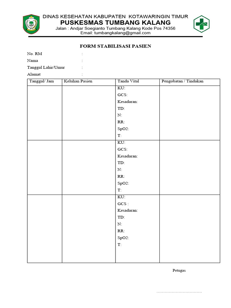 Form Stabilisasi Pasien | PDF