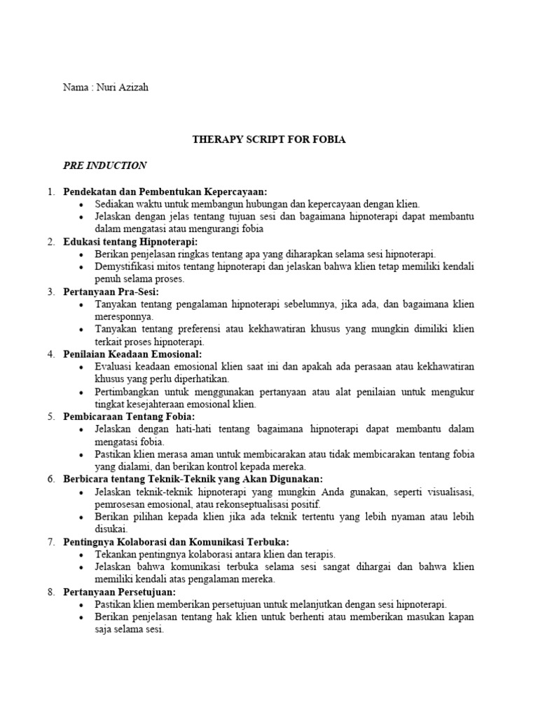 00.therapy Script Untuk Fobia | PDF