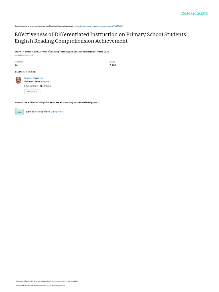 Effectiveness of Differentiated Instruction On Pri | PDF | Differentiated Instruction | Learning