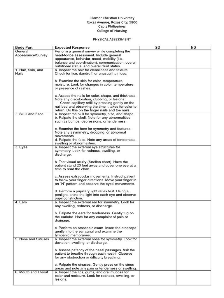 Physical Assessment Guide for Nursing | PDF | Anatomical Terms Of ...