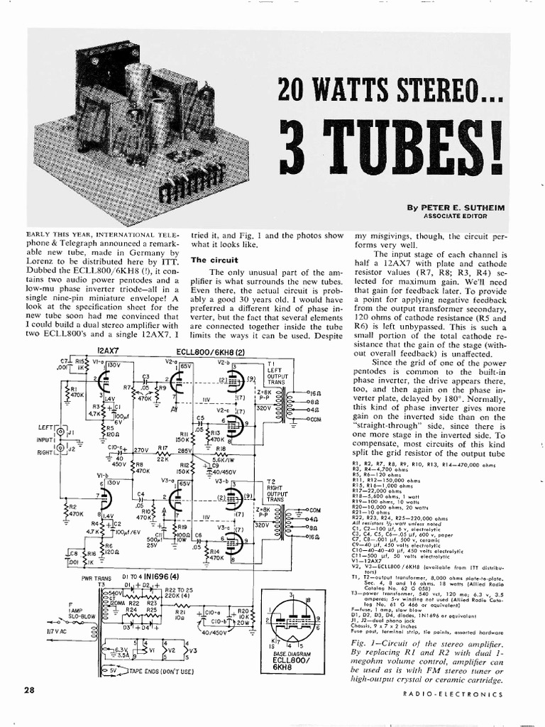 20W Stereo With Only 3 Tubes | PDF | Vacuum Tube | Amplifier