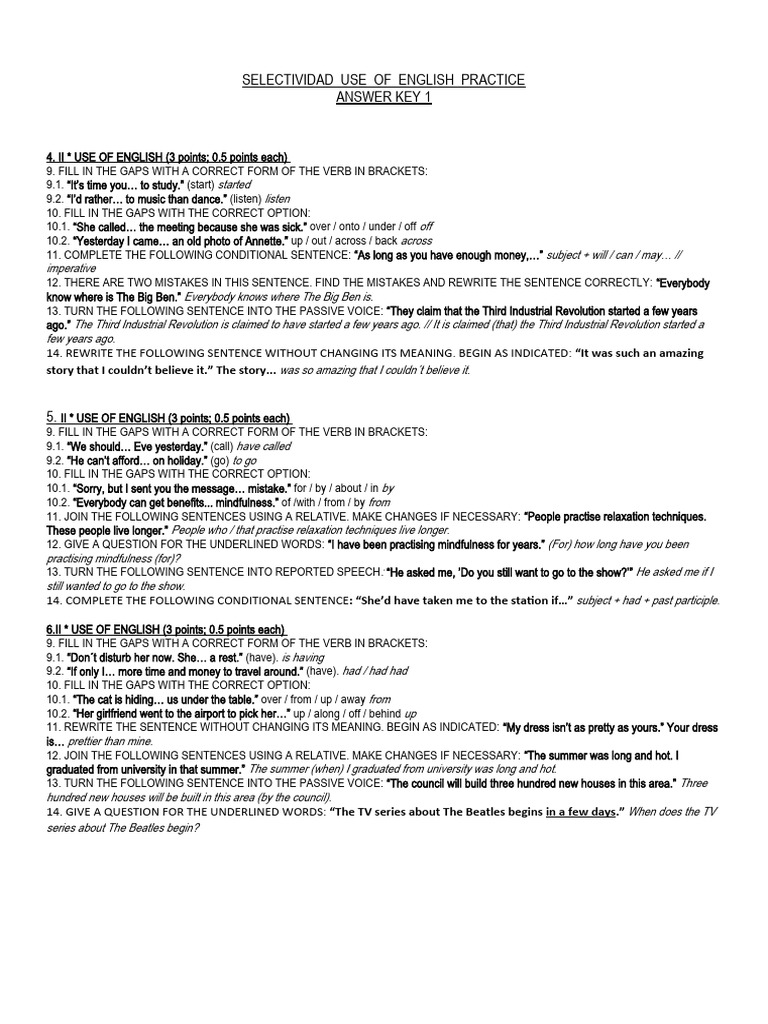 Use of English - Pevau - U5 - 1 - Key | PDF | Morphology | Language Families