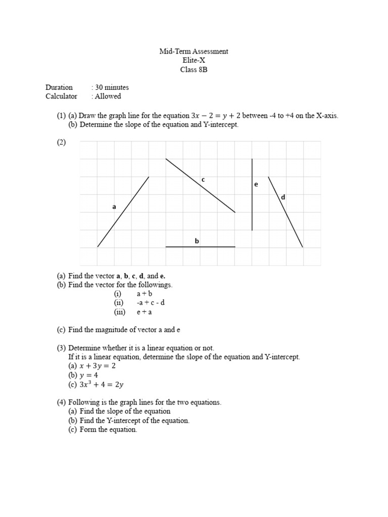 Class 8B Mid-Term Math Assessment | PDF