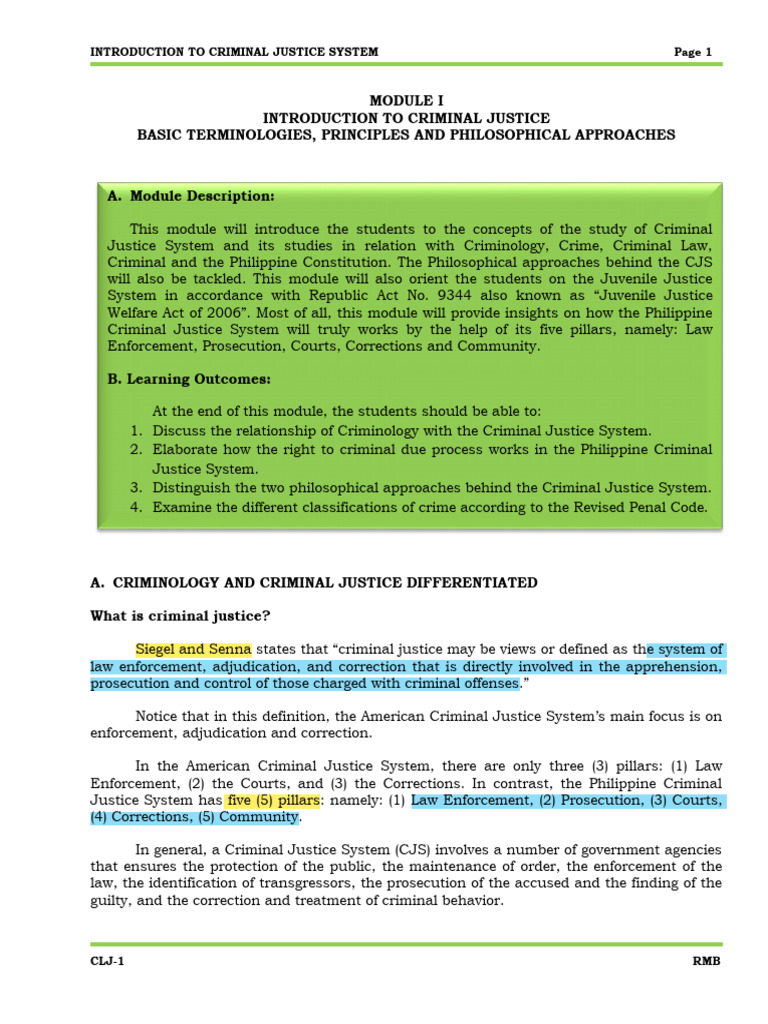Module 1 CLJ1 | PDF | Crimes | Crime & Violence