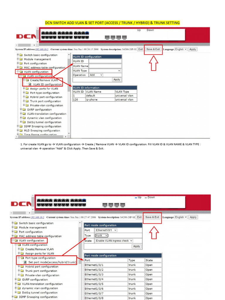 DCN Switch VLAN & Trunk | PDF | Home & Garden | Computers
