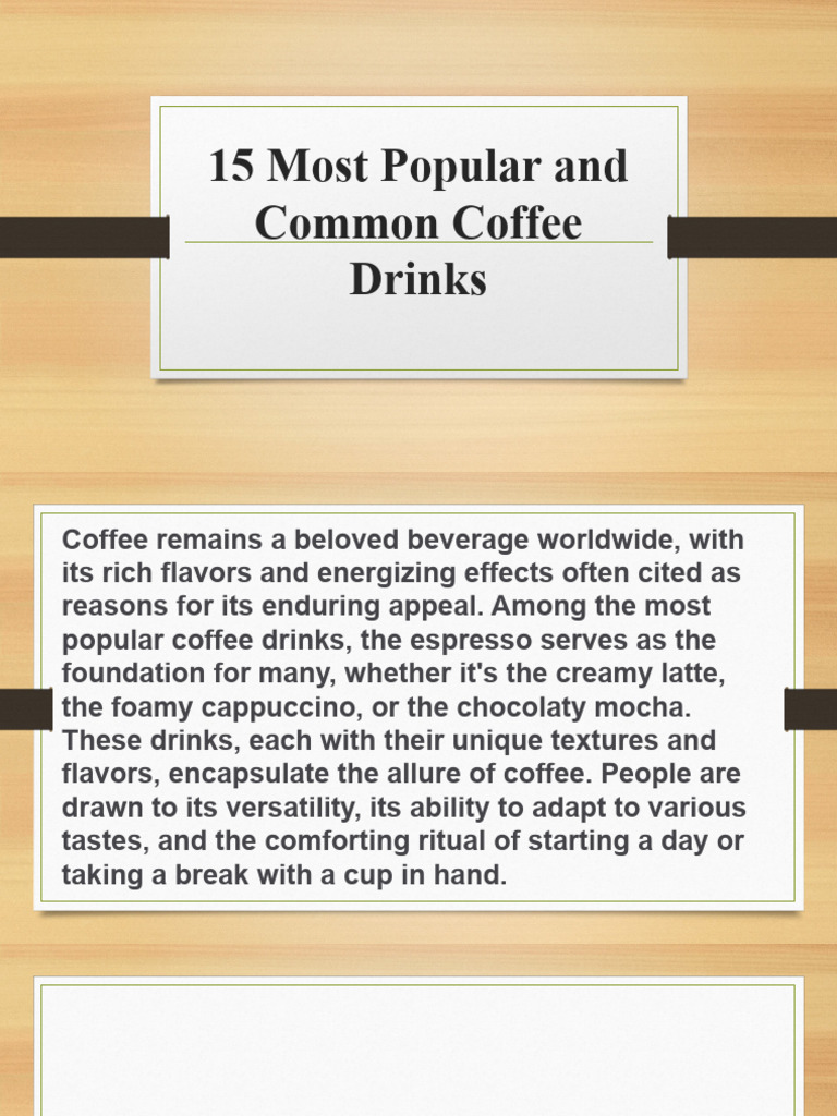 15 Most Popular and Common Coffee Drinks sir russell | PDF | Coffee ...