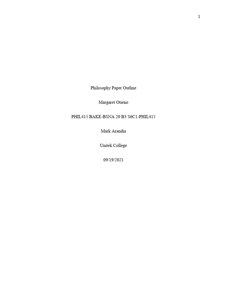 Philosophy Paper Outline | PDF | Homeschooling | Job Satisfaction