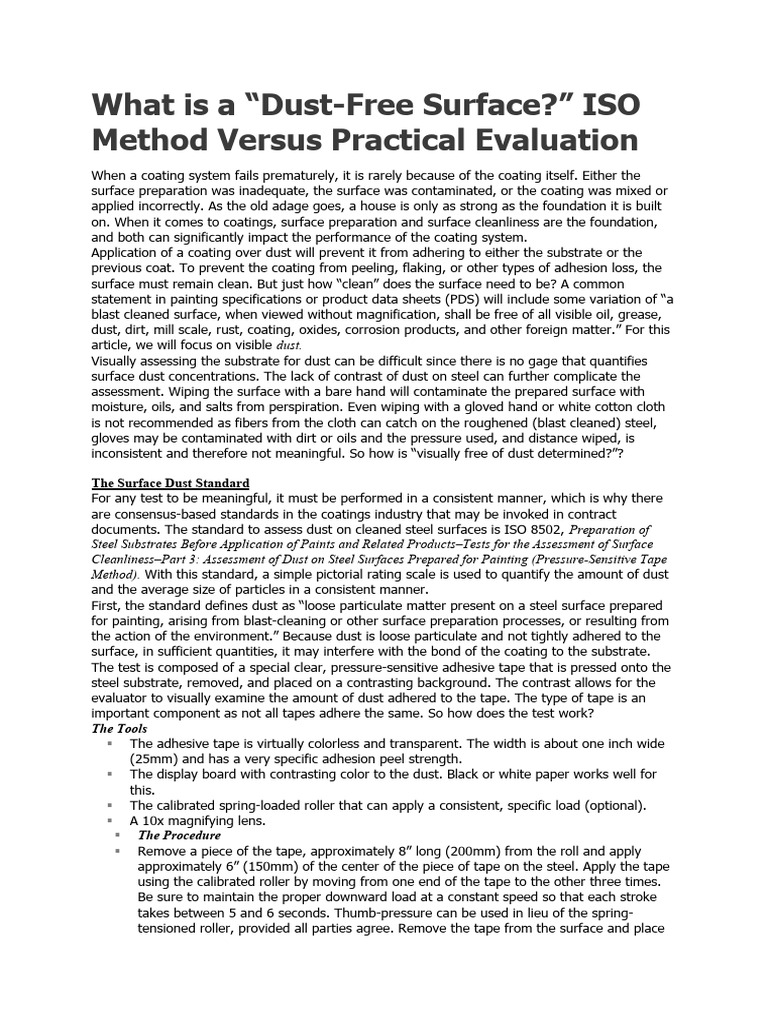 What Is A'a Dust Free Surface' | PDF | Dust | Coating