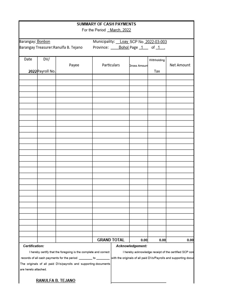 Cash Payment Summary Report | PDF | Payments | Taxation