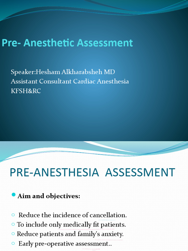 Preoperative Assesment | PDF | Anesthesia | Myocardial Infarction