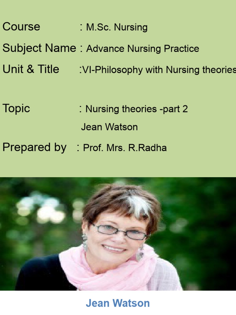 Jean Watson Theory | Download Free PDF | Hypothesis | Nursing