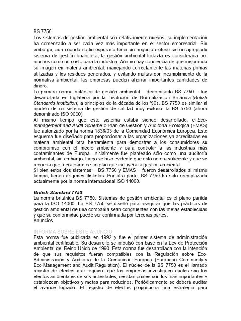 BS 7750 | PDF | Business