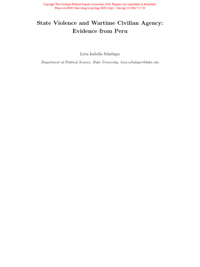 Schubiger2020 State Violence and Wartime Civilian Agency | PDF ...