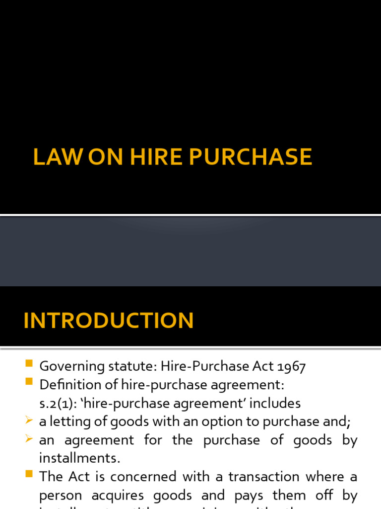 Understanding Hire Purchase Law | PDF | Repossession | Private Law