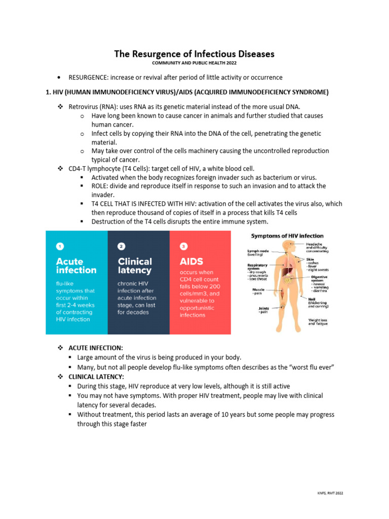 The Resurgence of Infectious Diseases Lecture Lesson 2 For Midterm ...