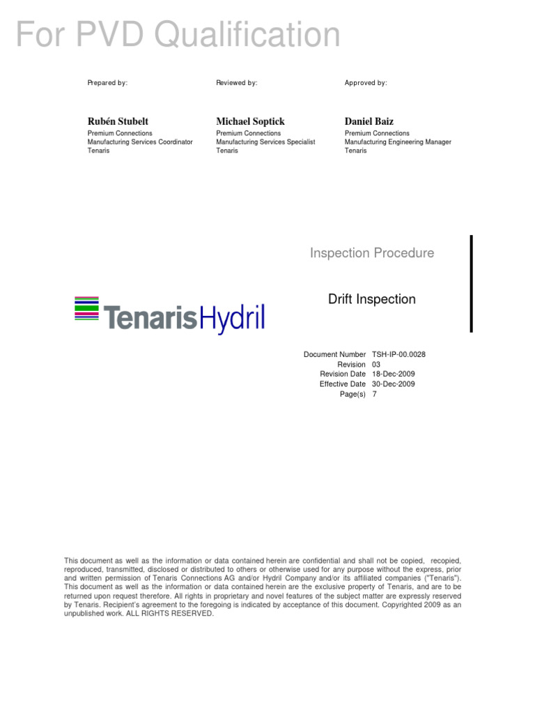 TSH-IP-00.0028 - 03 Drift Inspection | PDF | Pipe (Fluid Conveyance)