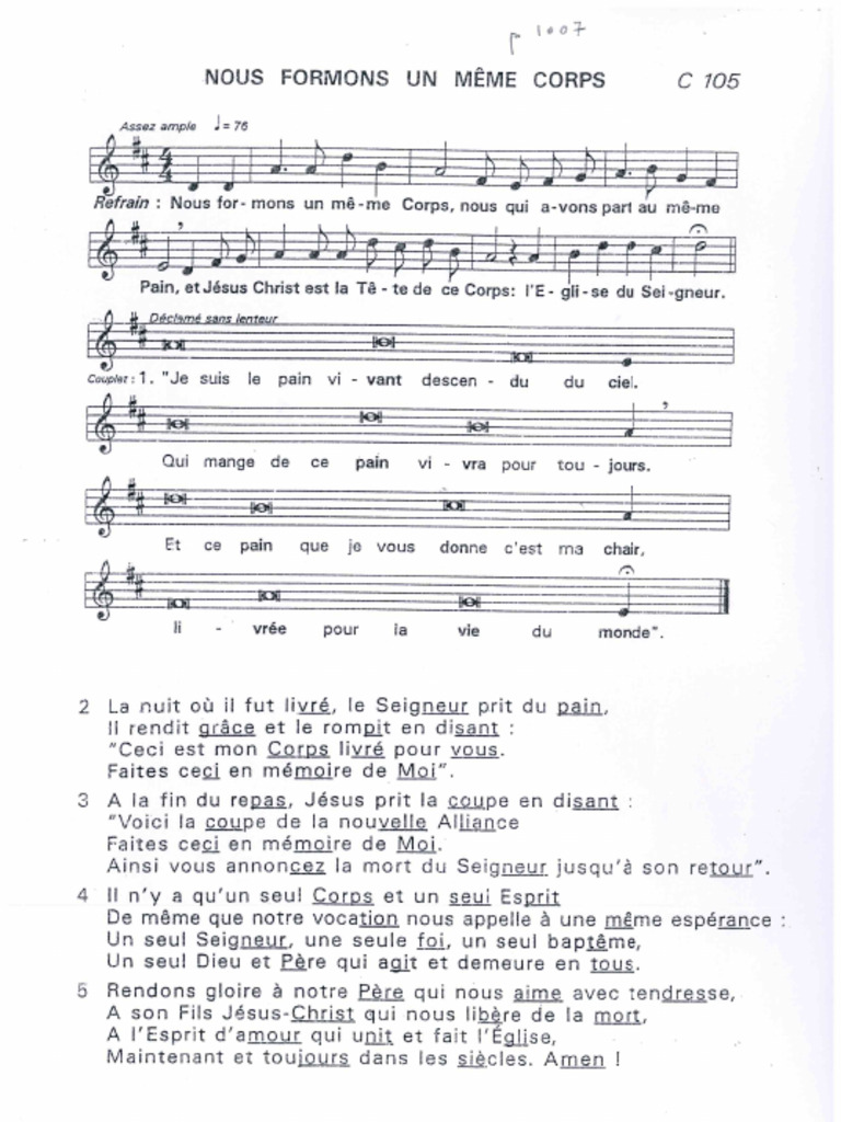 Nous Formons Un Meme Corps | PDF