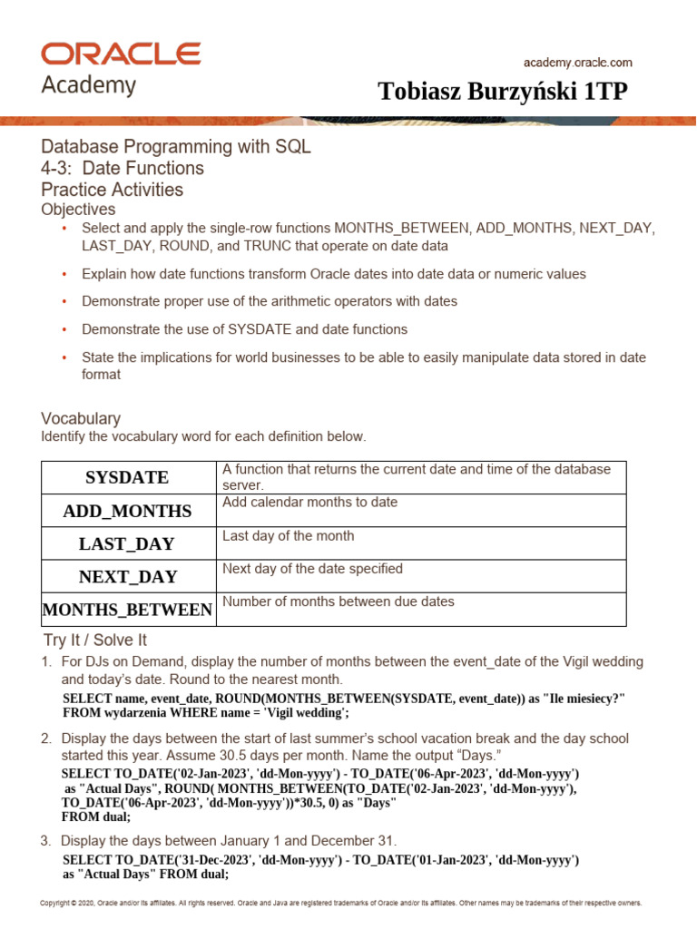 DP 4 3 Practice DONE | Download Free PDF | Databases | Information Technology Management