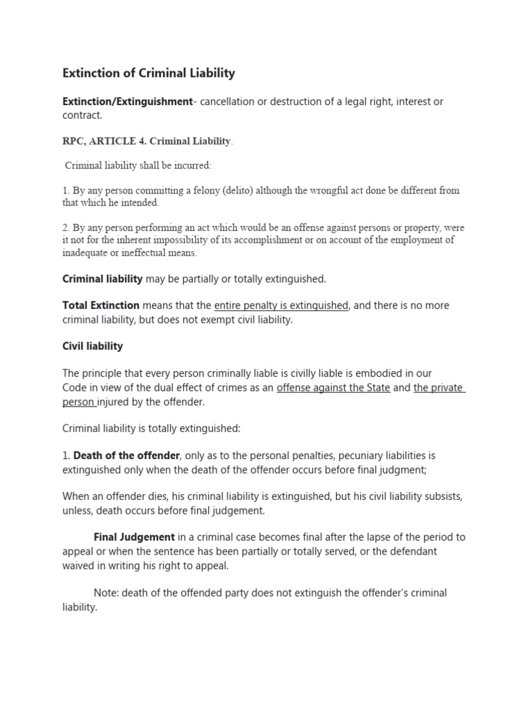 Extinction of Criminal Liability | PDF | Crimes | Crime & Violence