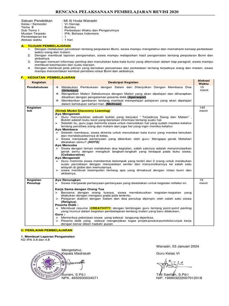 Pembelajaran 1 Tema 8 Subtema 1 | PDF
