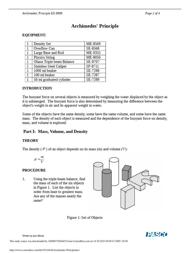 Archimedes Principle | PDF | Buoyancy | Weight