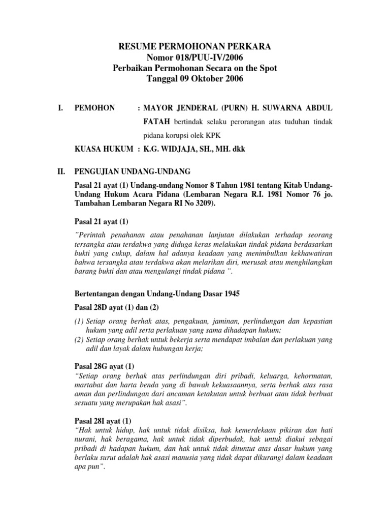 Resume Perkara Resume 018 KUHAP | PDF